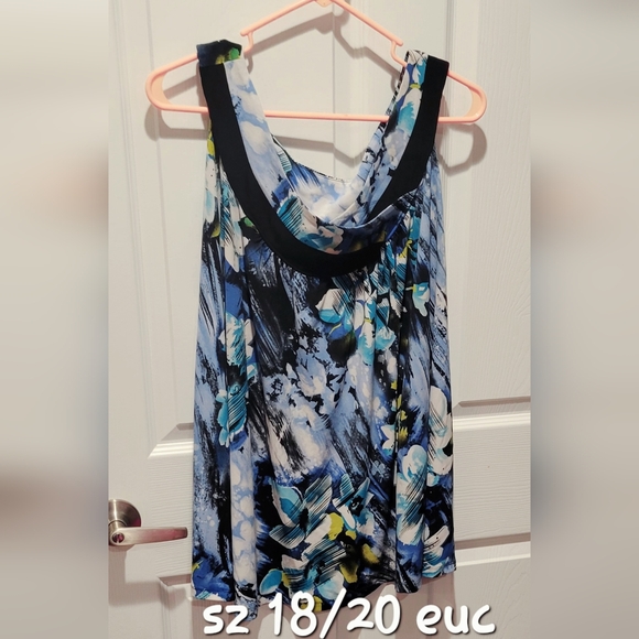 Cato | Tops | Cato Blue And Black Graphic Sleeveless Tank Top | Poshmark